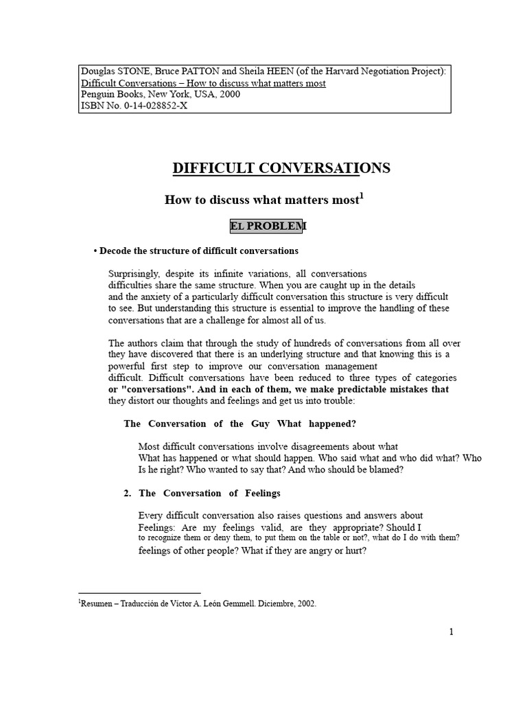 Mastering Difficult Conversations | PDF | Guilt (Emotion) | Conversation