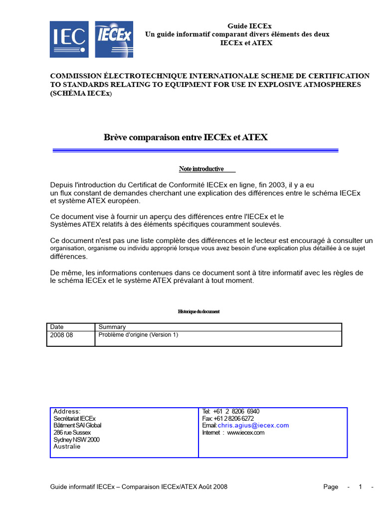 Comparaison IECEx et ATEX : Guide Pratique | PDF | Audit | Union européenne