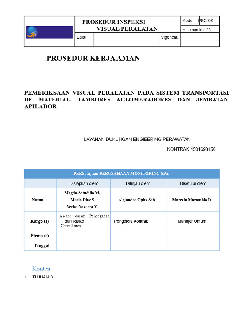PSG-06 Prosedur Inspeksi Visual Peralatan Rev.04 | PDF