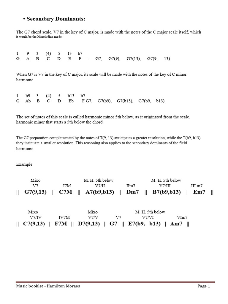 Secondary Dominants - Improv | PDF | Chord (Music) | Music Theory