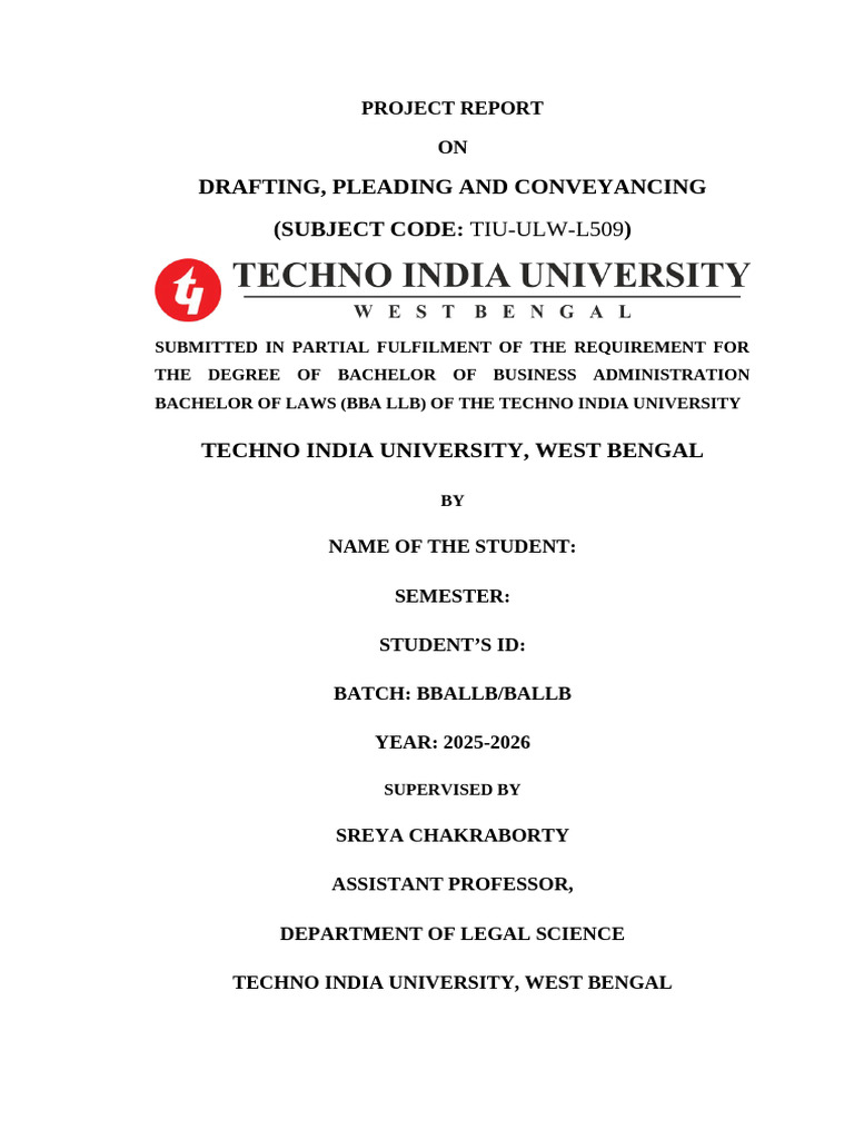 Cover Page 9th Semester | PDF