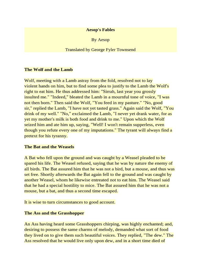 Aesop's Fables 1 | PDF | Donkey | Sheep