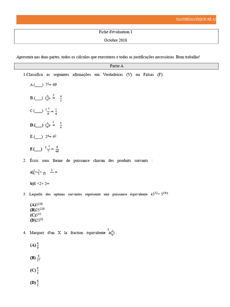 Évaluation Mathématique 6e Année | PDF | Mathématiques | Théorie des ...