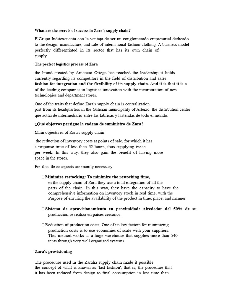 Zara Supply Chain | PDF | Supply Chain | Logistics