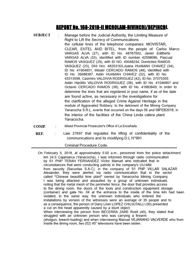 Police Report Criminal Case Robbery | PDF | Telephone | Telecommunications