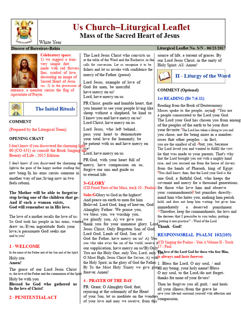 Liturgical Brochure Mass of The Sacred Heart of Jesus Year A | PDF ...