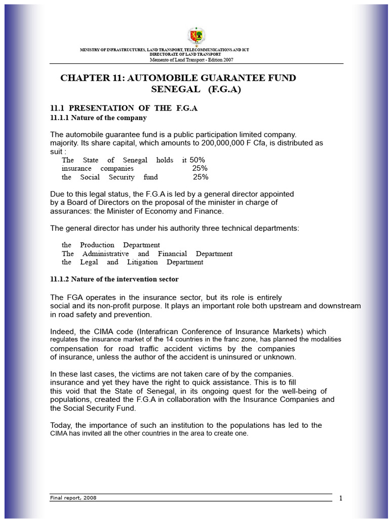 Automobile Guarantee Fund Senegal | PDF | Insurance | Economies