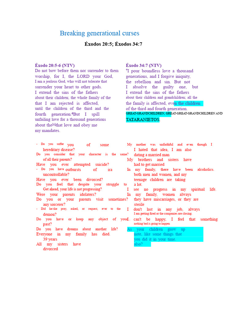 Breaking Generational Curses Explained | PDF | Jesus | Religious Belief ...