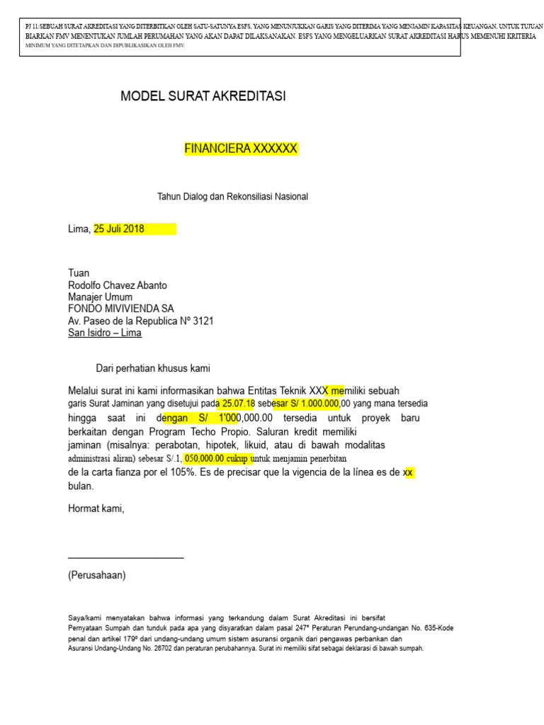 Model Surat Akreditasi - Program Atap Sendiri | PDF