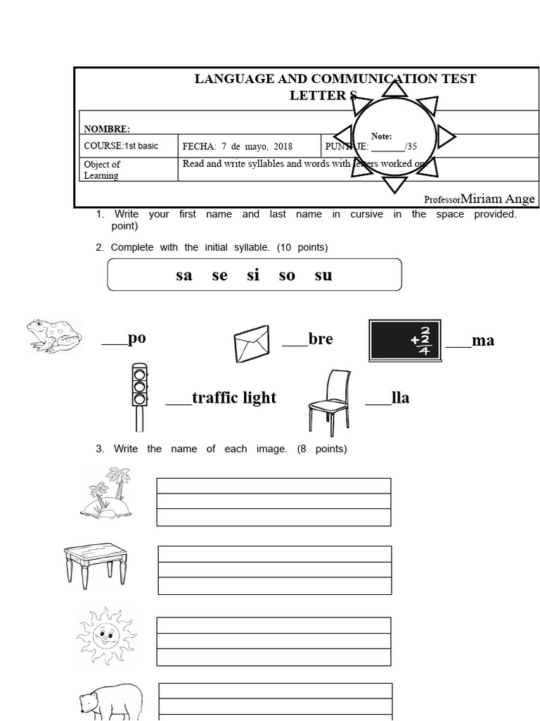 Language Test Letter S | PDF