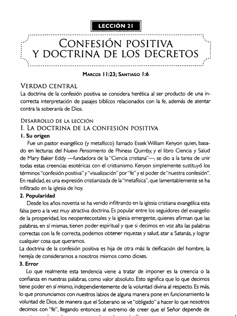 Understanding Positive Confession Doctrine | PDF | Prosperity Theology ...