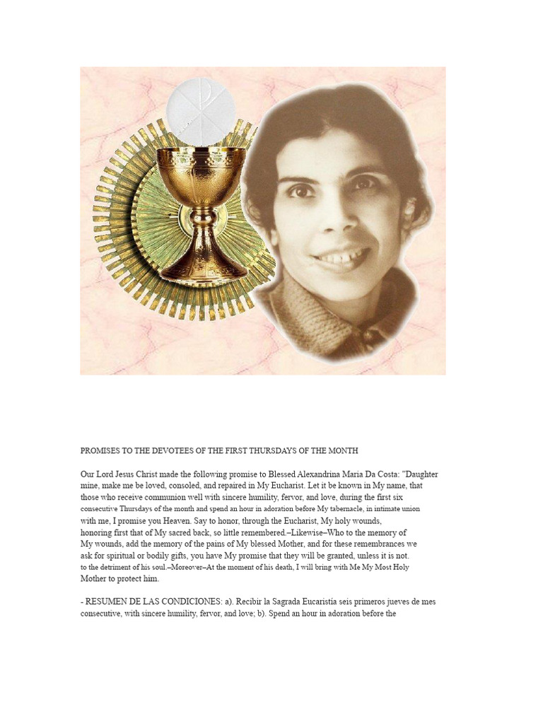 Promises To The Devotees of The First Thursdays of The Month | PDF ...