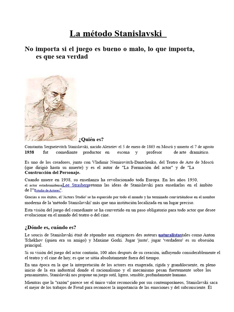 El Método Stanislavski | PDF | Memoria | Interino