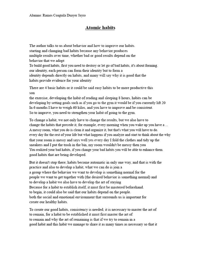 Atomic Habits | PDF | Habits | Psychological Concepts