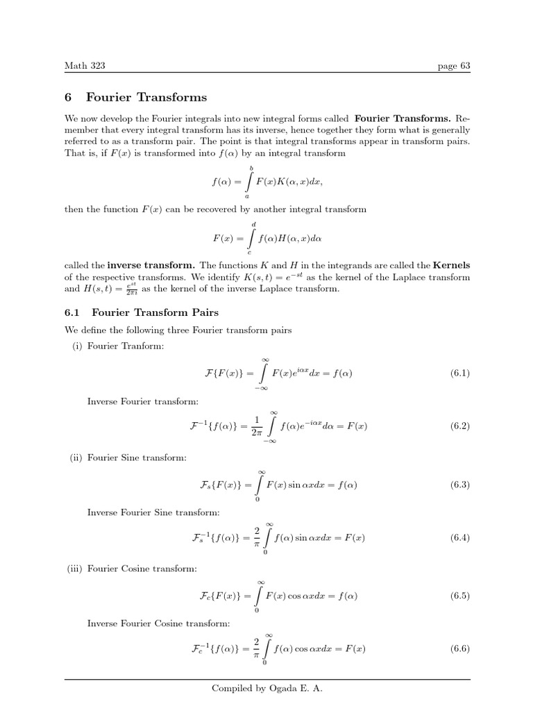 Math 323 - Lecture Notes - Part 6 | PDF | Fourier Series | Equations