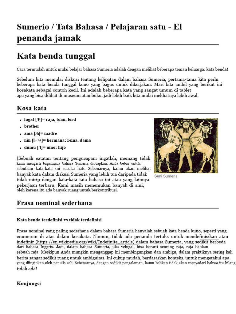 Belajar Kata Benda Sumeria Dasar | PDF