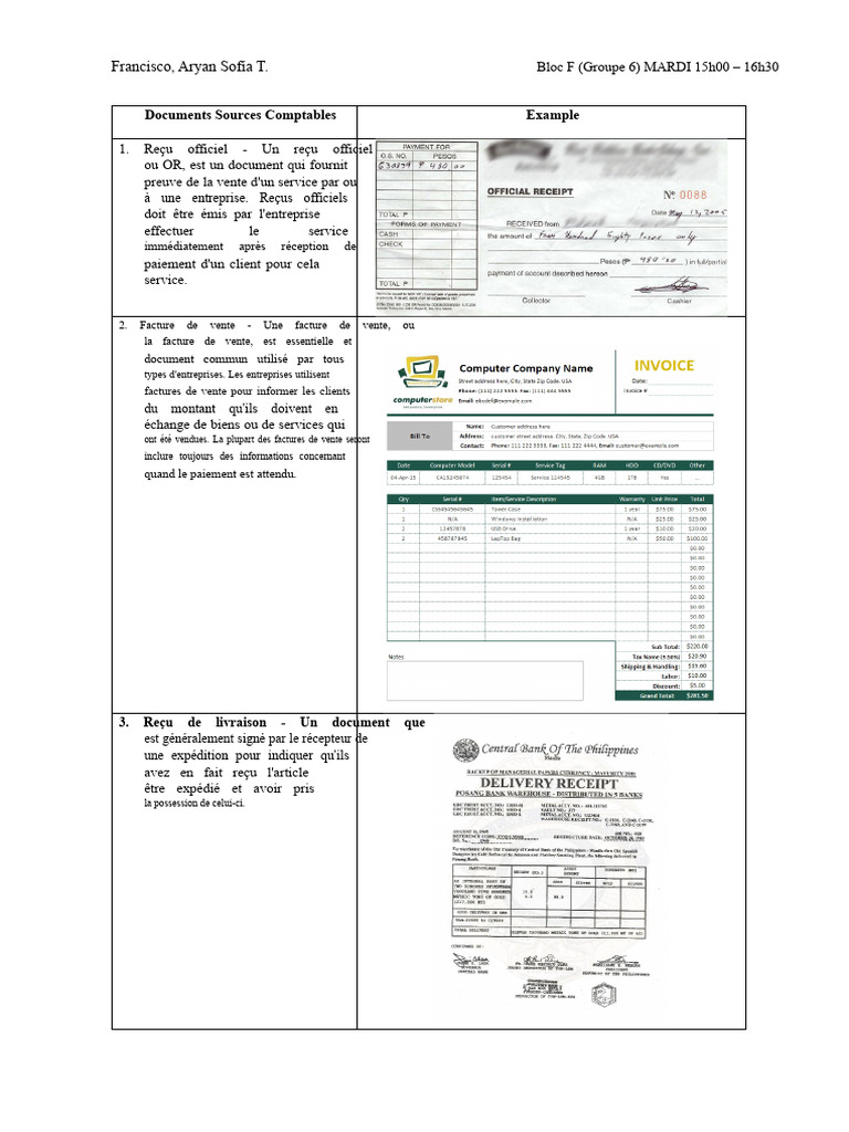 Documents Sources Comptables Essentiels | PDF | Facture | Sodles