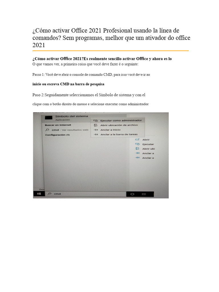 COMO ATIVAR OFFICE 2021 Profissional Usando A Linha de Comando | PDF | Programas | Ciência da ...