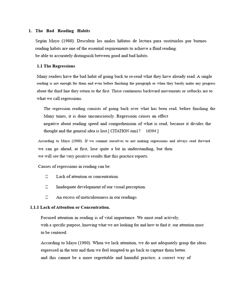 Bad Reading Habits ... | PDF | Attention | Thought