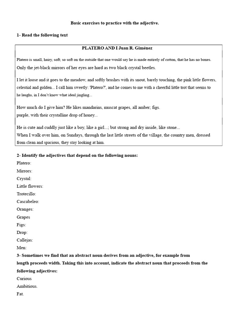 Adjective Exercises for Language Practice | PDF | Adjective | Adverb