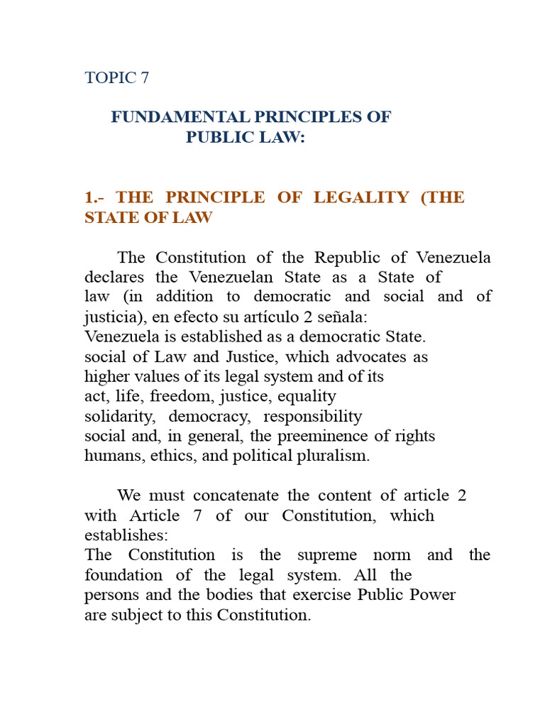 Principles of Public Law in Venezuela | PDF | Constitution | Principle
