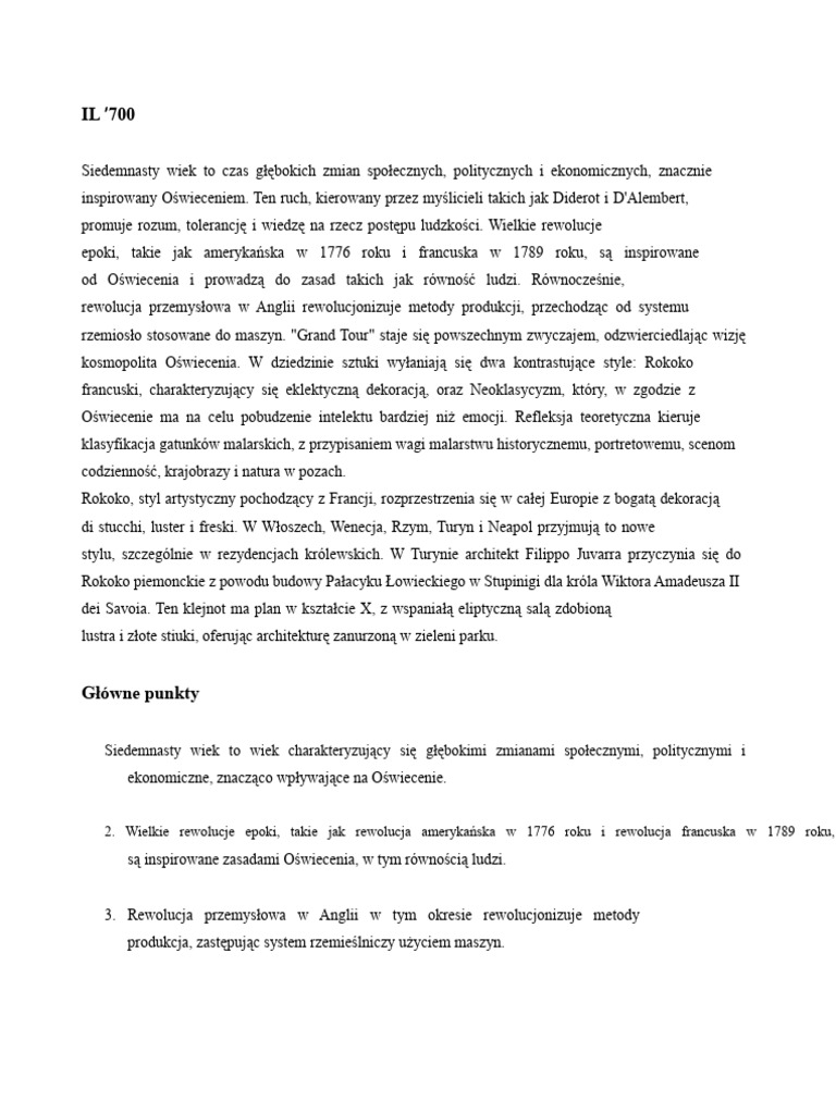 XVIII Wiek (Streszczenie + Ćwiczenia) | PDF