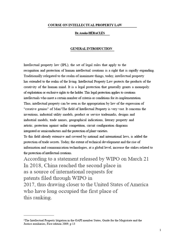 Intellectual Property Law Overview | PDF | Intellectual Property ...