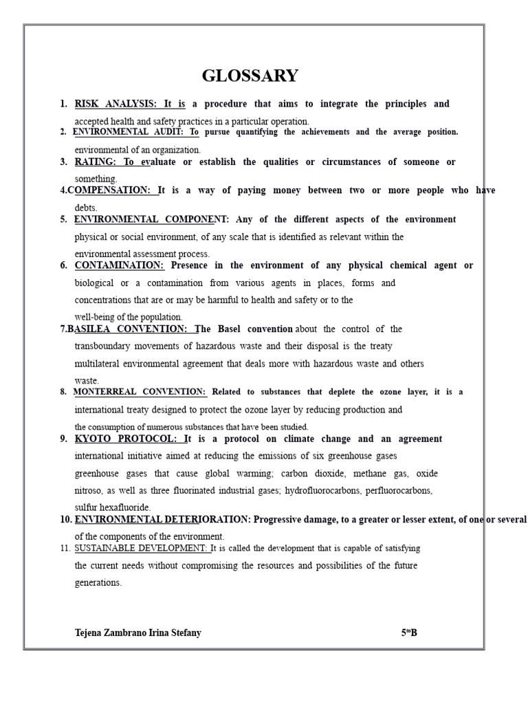 Glossary On Environmental Impact | PDF | Waste | Greenhouse Gas