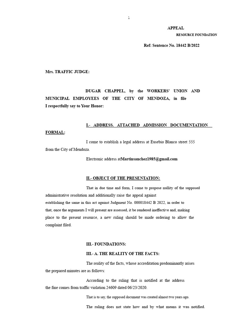 Appeal Against Traffic Violation Ruling | PDF | Judgment (Law) | Annulment