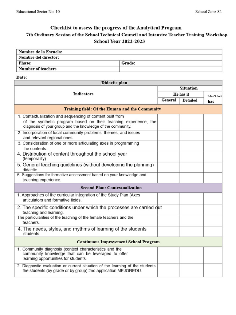 Analytical Program Checklist 7th CTE Session | PDF