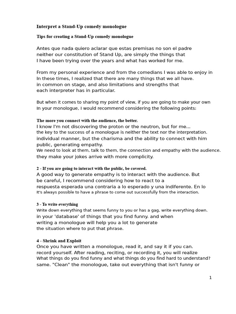 Interpretation of Stand Up | PDF | Jokes | Stand Up Comedy