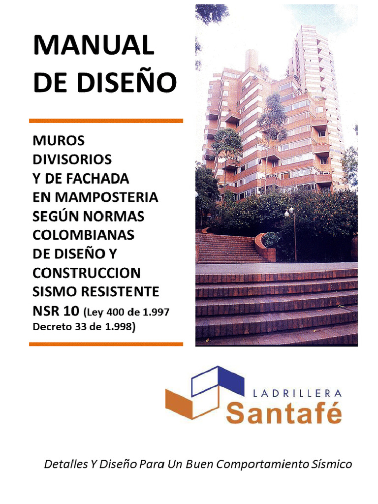 Design Manual For Non-Structural Elements NSR 10 | PDF | Earthquakes | Wall