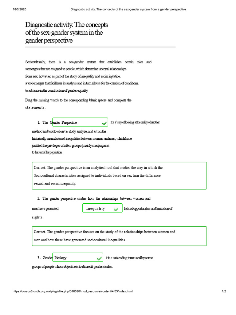 Diagnostic Activity. The Concepts of The Sex-Gender System in The ...