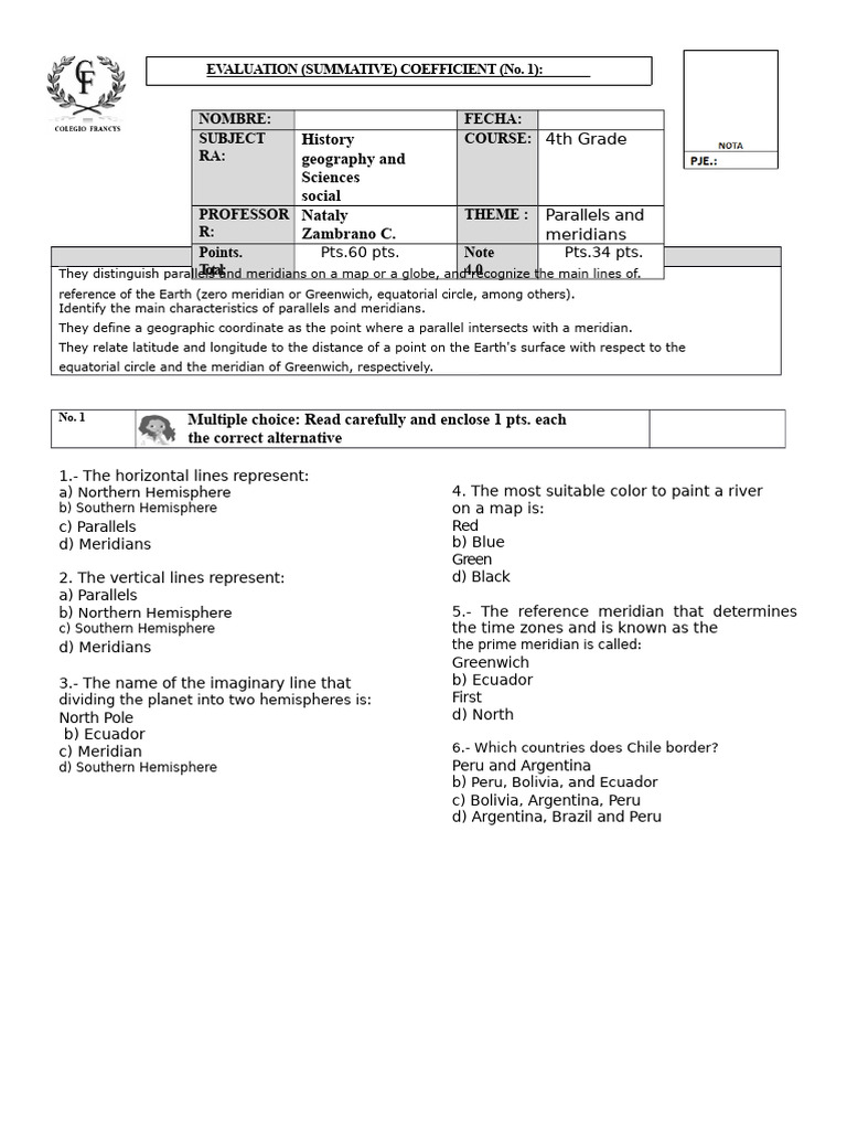 Evaluation of Parallels and Meridians | PDF | Longitude | Sphere