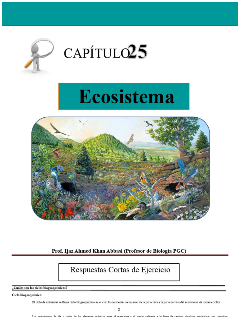 Capítulo 25 Biología 2° Año - Prof. Ijaz Ahmed Khan Abbasi (Profesor de Biología PGC) Notas ...
