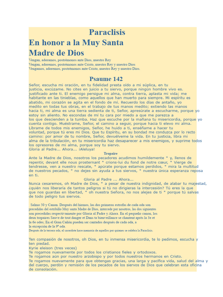 paraclisis | PDF | María, madre de Jesús | Oración