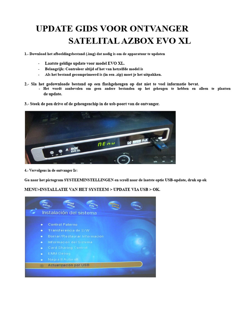 Updategids voor Azbox Evo Xl | PDF