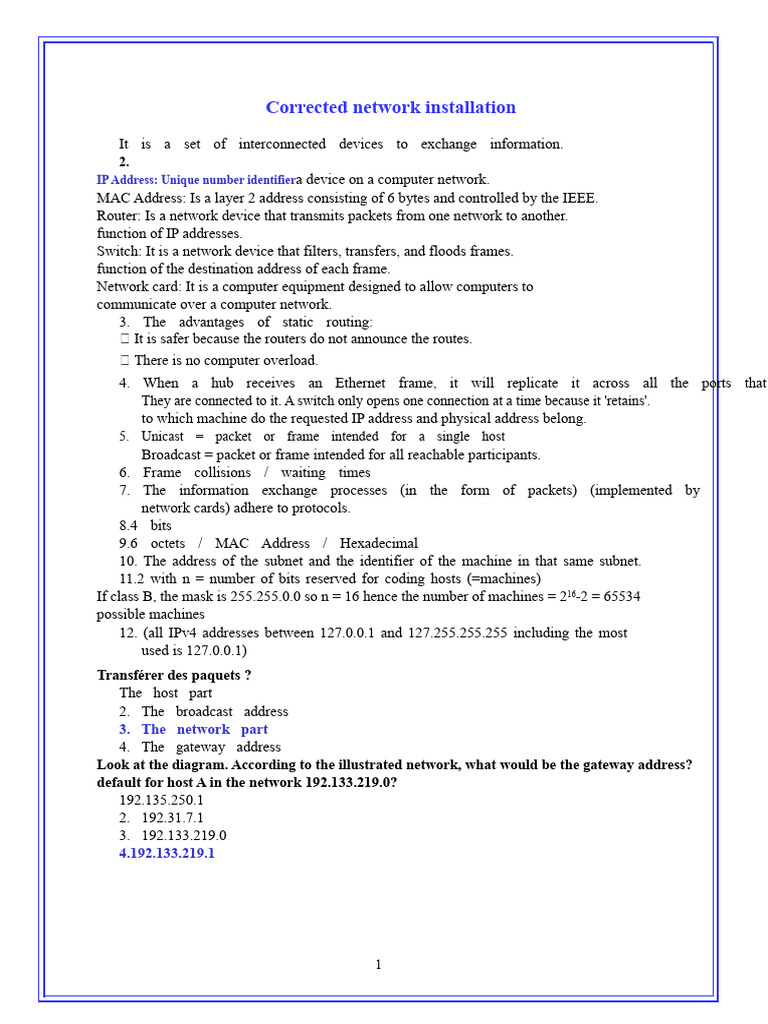Corrected Network Installation | PDF | Computer Network | Network Switch