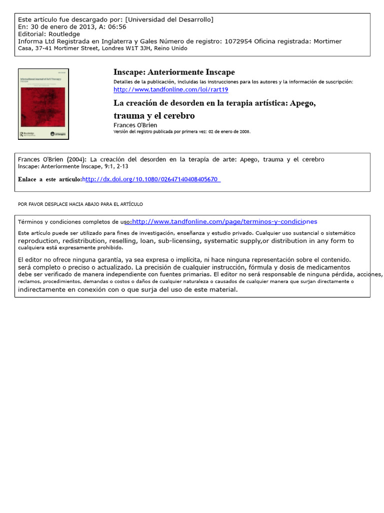 Desorden en Terapia Artística: Apego y Trauma | PDF