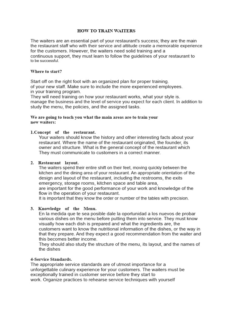 HOW TO TRAIN WAITERS | PDF | Waiting Staff | Restaurants
