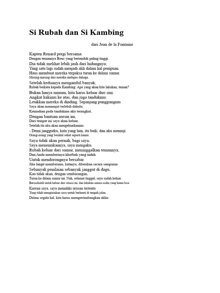 Rubah Dan Kambing | PDF