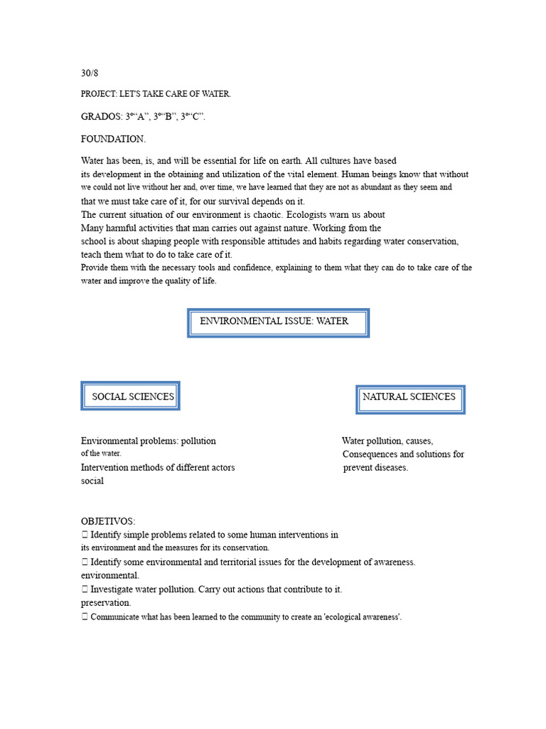 project let's take care of water third grade.docx | PDF | Water ...