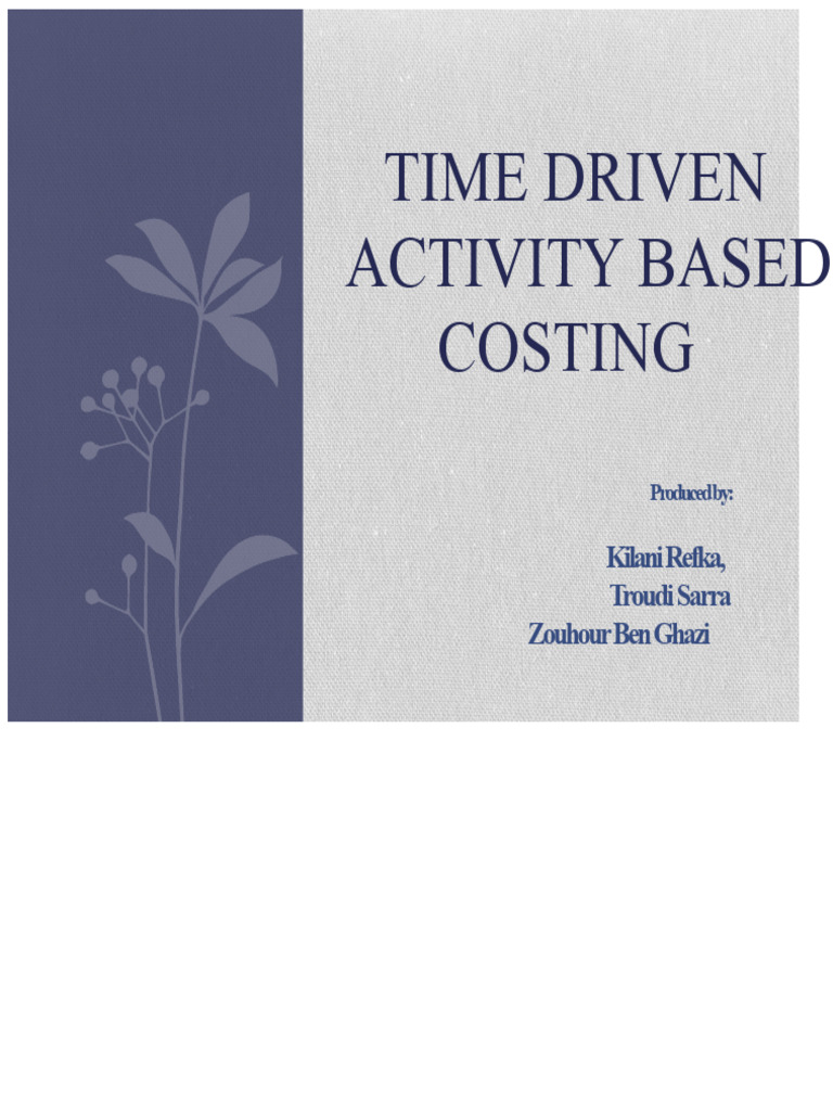 Time-Driven Activity-Based Costing Explained | PDF