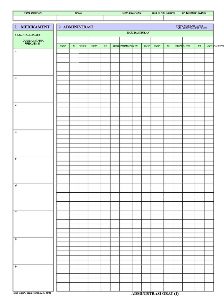 2 Form. 022 ADMINISTRASI OBAT | PDF
