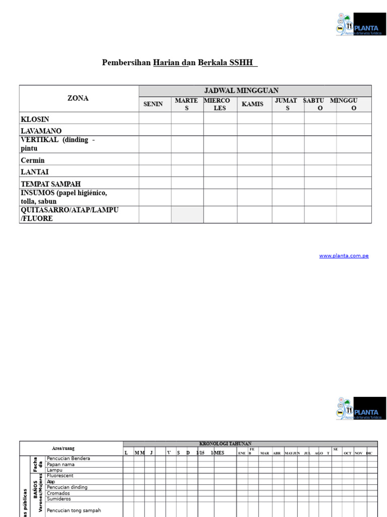 Jadwal Pembersihan Harian dan Berkala | PDF