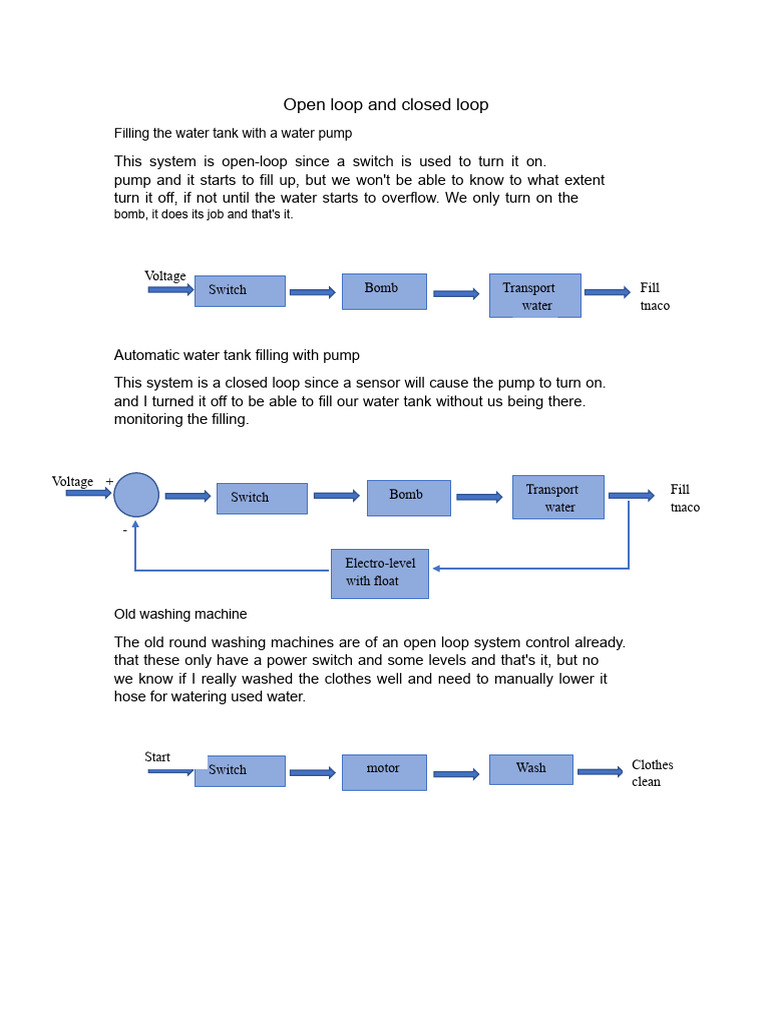 Open Loop and Closed Loop | PDF | Washing Machine | Switch