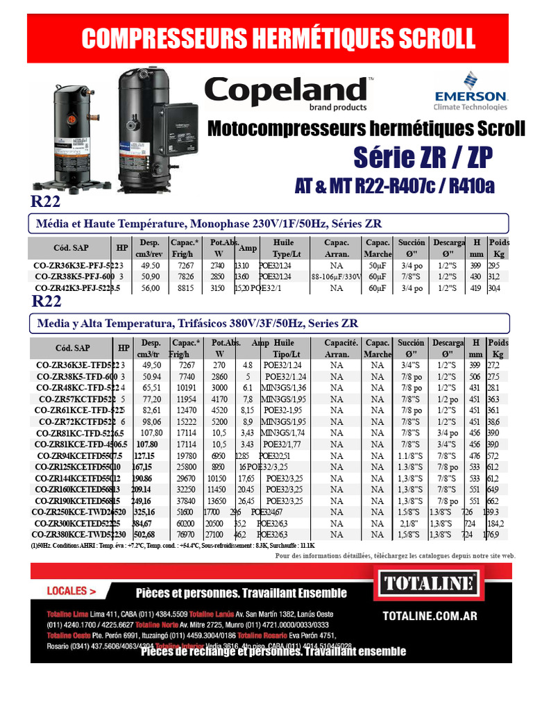 Compresseurs Hermétiques Scroll R22/R410a | PDF | Ingénierie de ...