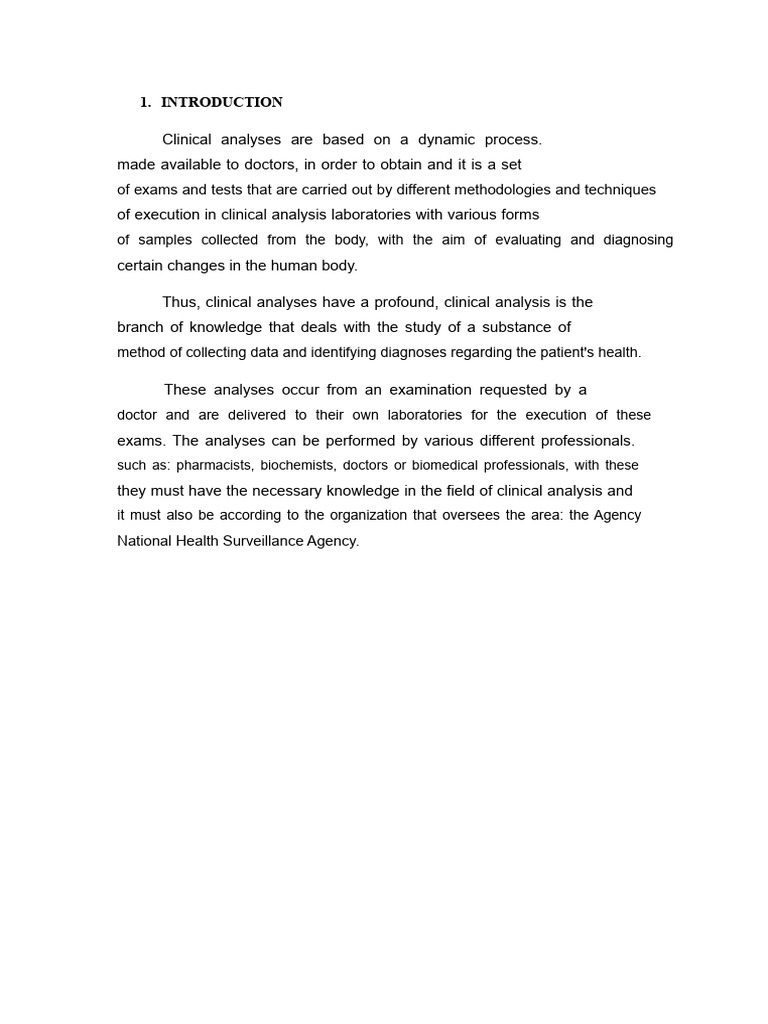 Overview of Clinical Analyses and Internship | PDF | Blood Cell ...
