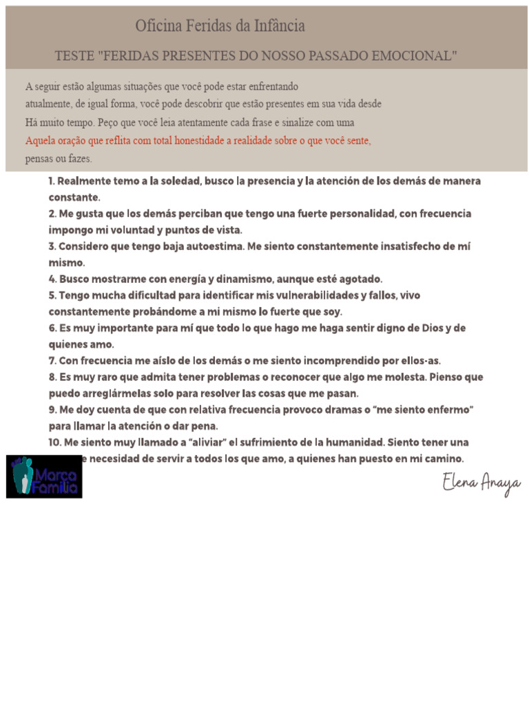 Teste de Feridas da Infância | PDF