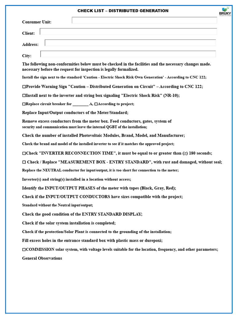 Solar Checklist | PDF